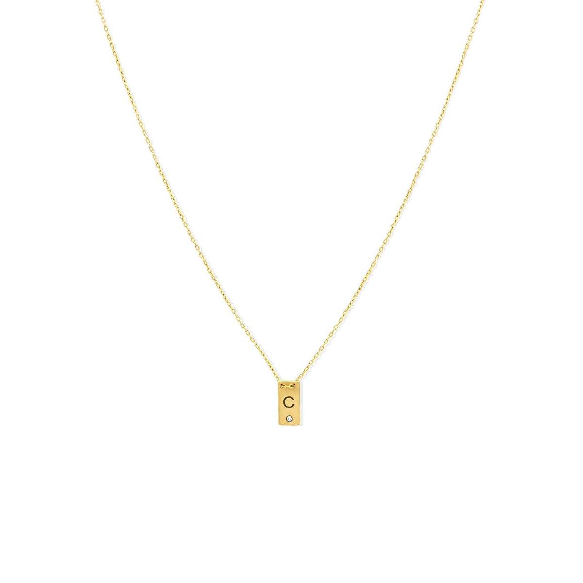 Personalized Mini Plaque Gold Filled Necklace - Camille Jewelry